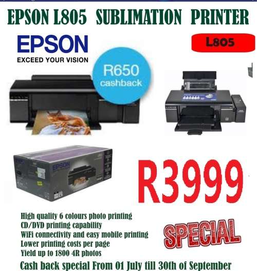 Printers - Epson L805 CD/DVD & Photo Printer was sold for 3,999.00 on 26 Aug at 15:38 by Alcell ...